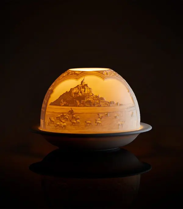 Bernardaud Mont St-michael Led Votivelight Lithophane