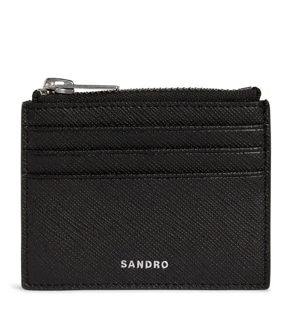 Sandro Reconstituted Leather Card Holder - Black