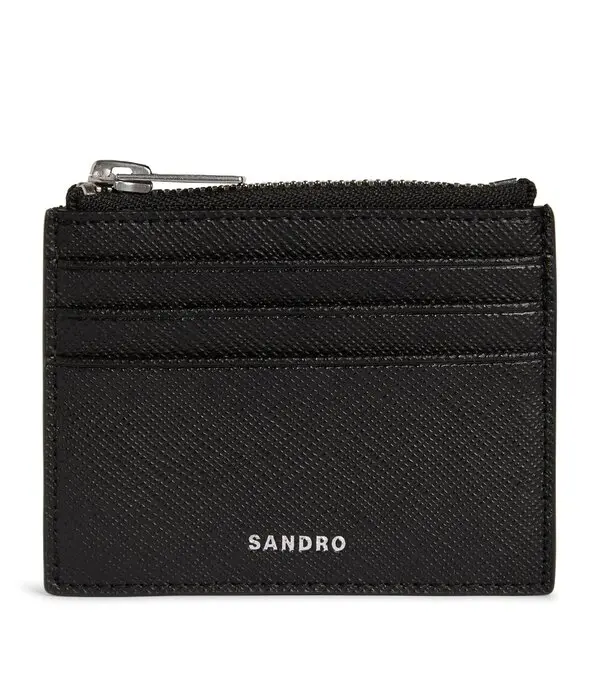 Sandro Reconstituted Leather Card Holder - Black