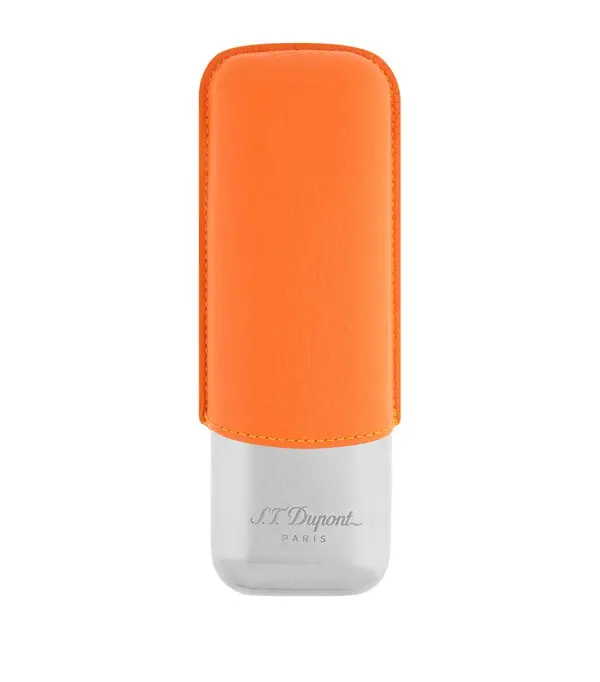 S.t. Dupont Calf Leather 2-cigar Case - Orange