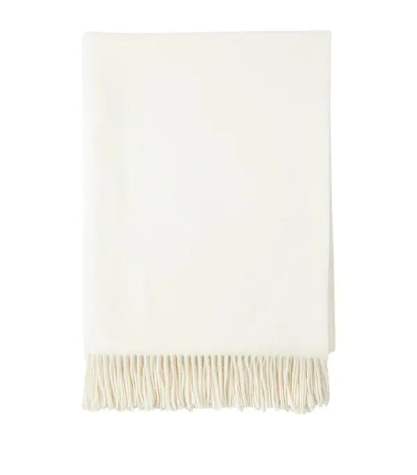 Harrods Cashmere Fringed Throw - White