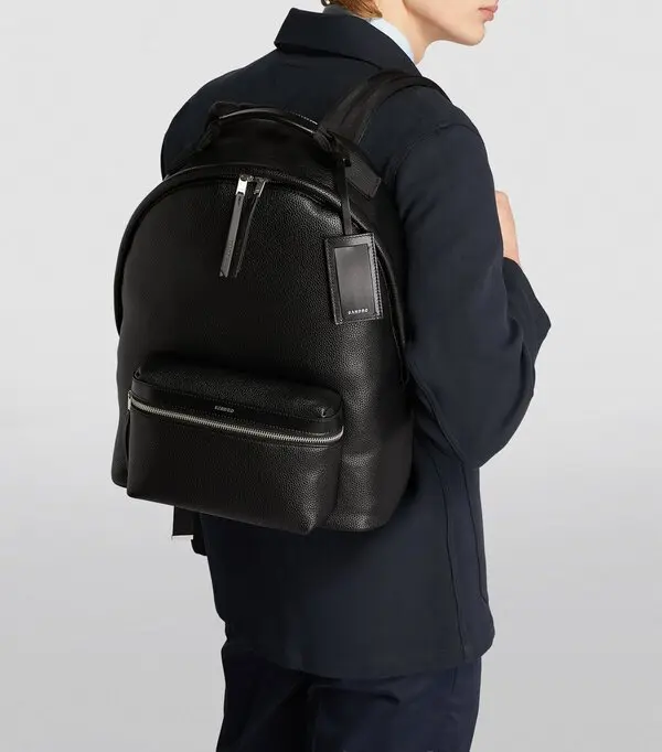 Sandro Leather-trimmed Backpack - Black