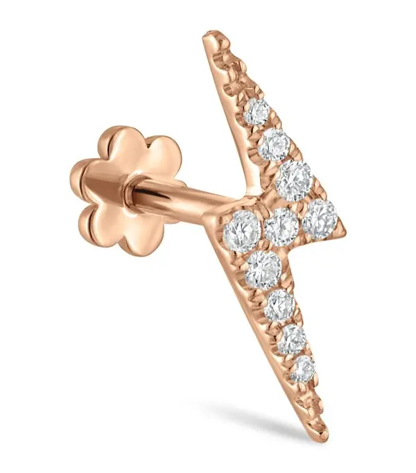 MARIA TASH Diamond Lightning Bolt Threaded Stud Earring - Rose Gold