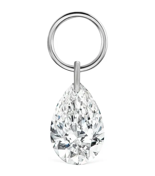 MARIA TASH Pear Diamond Charm - White