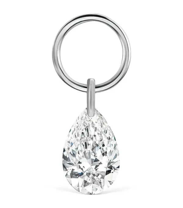 MARIA TASH Diamond Pear Floating Charm - White