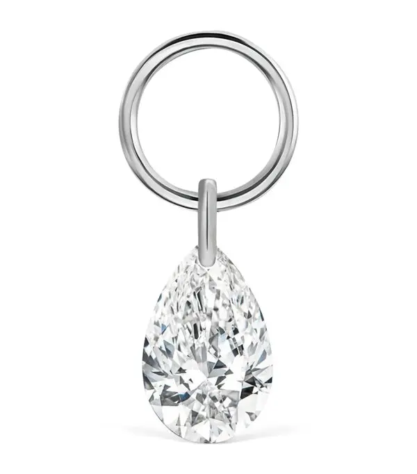 MARIA TASH Diamond Pear Floating Charm - White