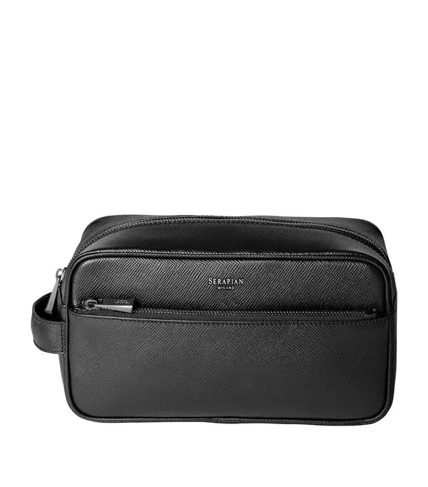 SERAPIAN Leather Evolution Travel Makeup Bag - Black