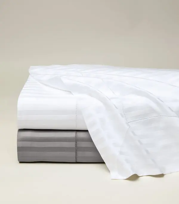 PRATESI Raso Rigato King Flat Sheet - White
