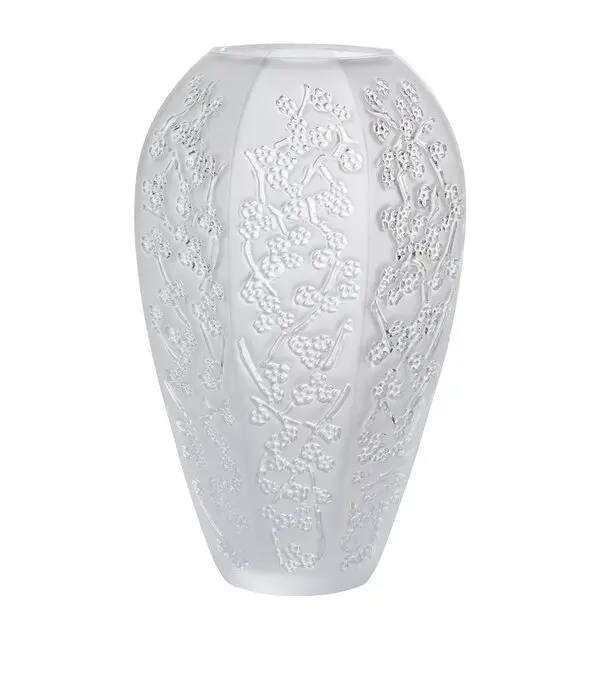 Lalique Large Crystal Sakura Vase - Clear