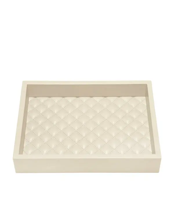RIVIERE Quilted Leather Tray - Ivory