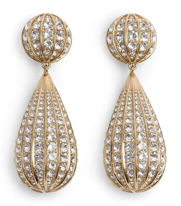 Valentino Garavani Crystal-embellished Clip-on Drop Earrings - Gold