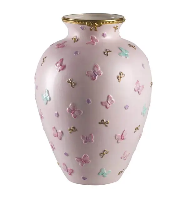 VILLARI Porcelain Medium Butterfly Vase - Pink