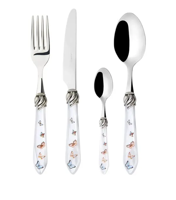BUGATTI Butterfly Stainless Steel 24-piece Cutlery Set - White