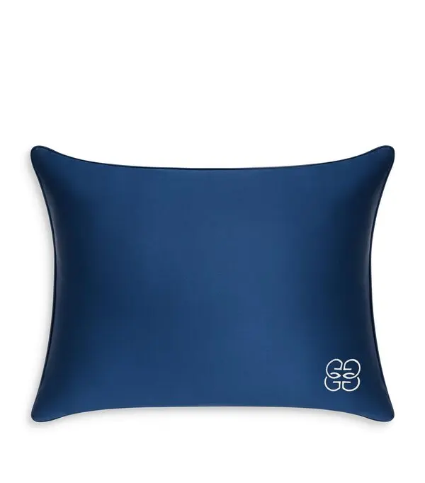 Gingerlily Cotton-silk Travel Pillow With Cover - Navy