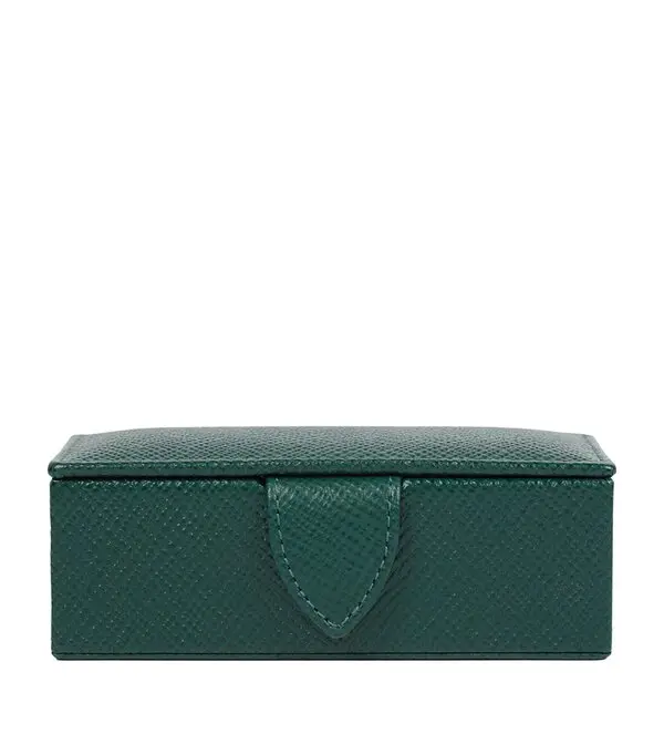 Smythson Panama Leather Cufflink Box - Green