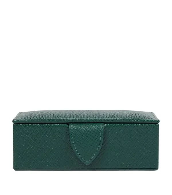 Smythson Panama Leather Cufflink Box - Green