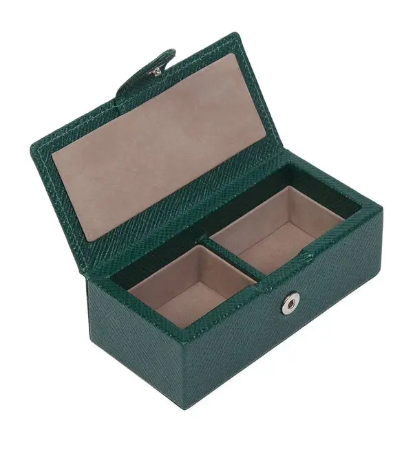 Smythson Panama Leather Cufflink Box - Green