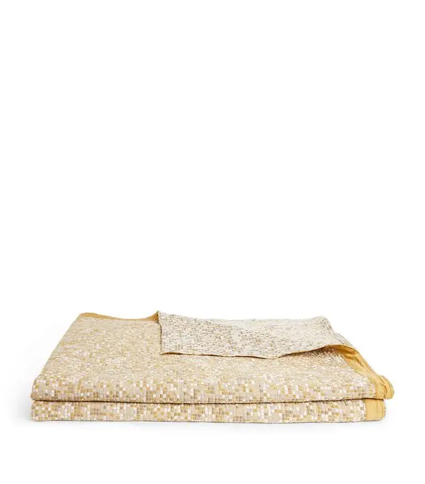CELSO DE LEMOS Mosaic Super King Bedspread - Beige