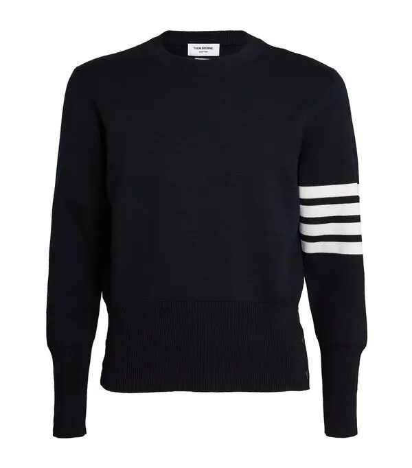 Thom Browne 4-Bar Milano Stitch Cotton Pullover - Navy | Editorialist
