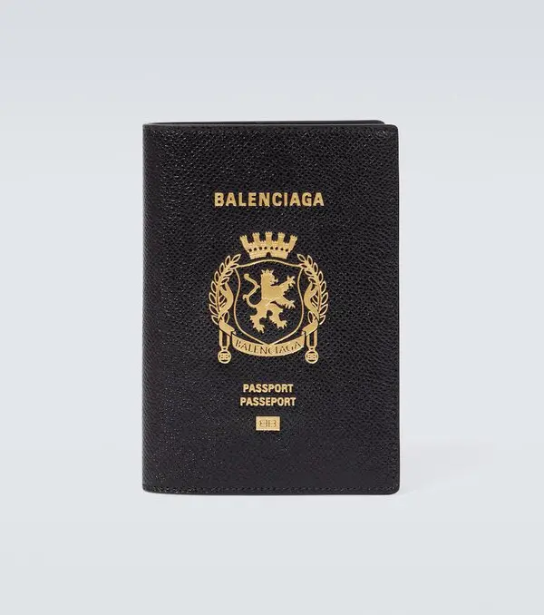 Balenciaga Logo Passport Holder - Black