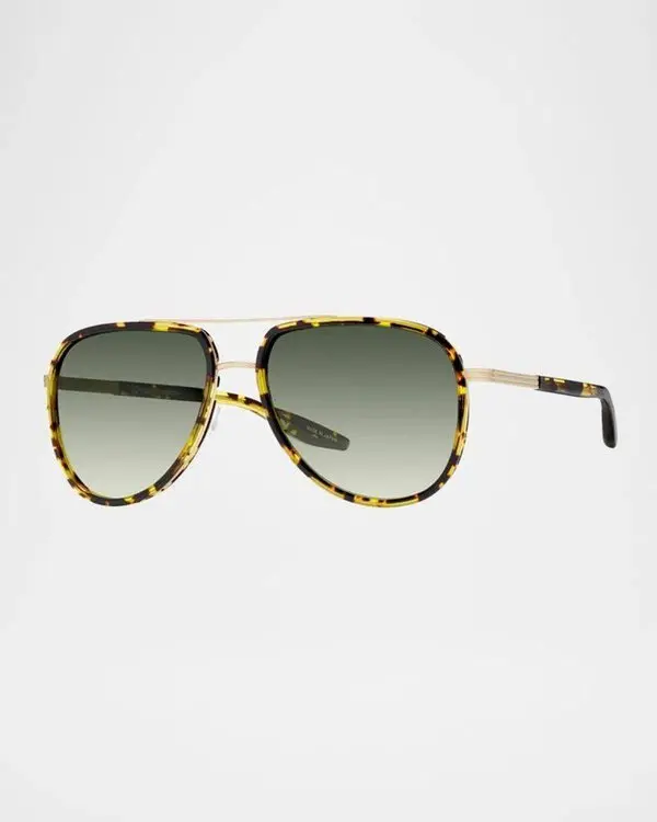 Barton Perreira Cani Titanium Aviator Sunglasses - Green