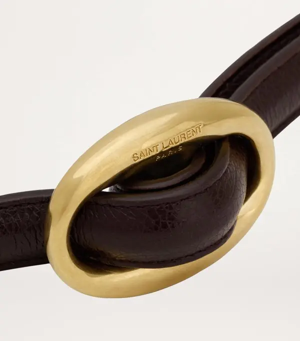 Saint Laurent Leather Oval Buckle Belt