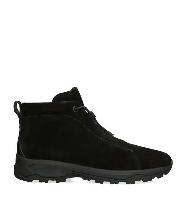 Zegna Suede Triple Stitch Vetta Sneakers - Black