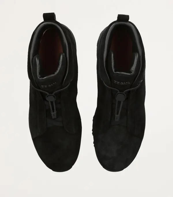 Zegna Suede Triple Stitch Vetta Sneakers - Black