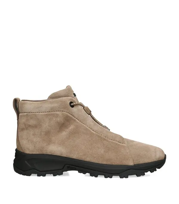 Zegna Suede Triple Stitch High-top Sneakers - Beige