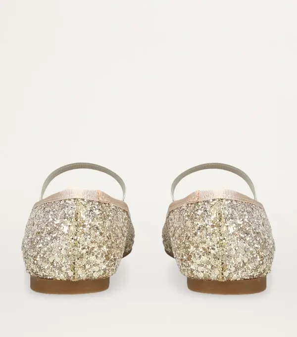 PAPOUELLI Leather Glitter Ballet Flats - Silver