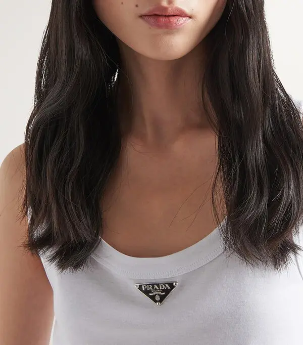 Prada Cotton Triangle Crop Top - White