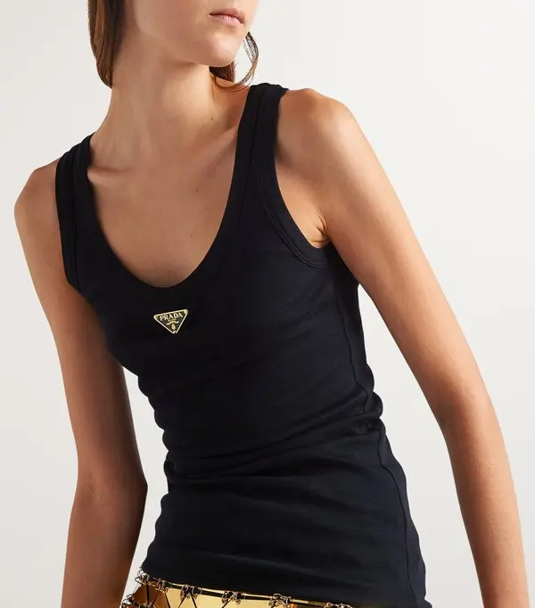 Prada Triangle Logo Tank Top - Black