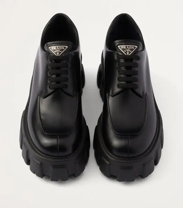 Prada Monolith Lace-up Loafers