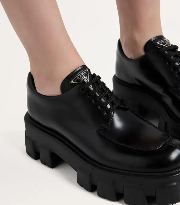 Prada Monolith Lace-up Loafers