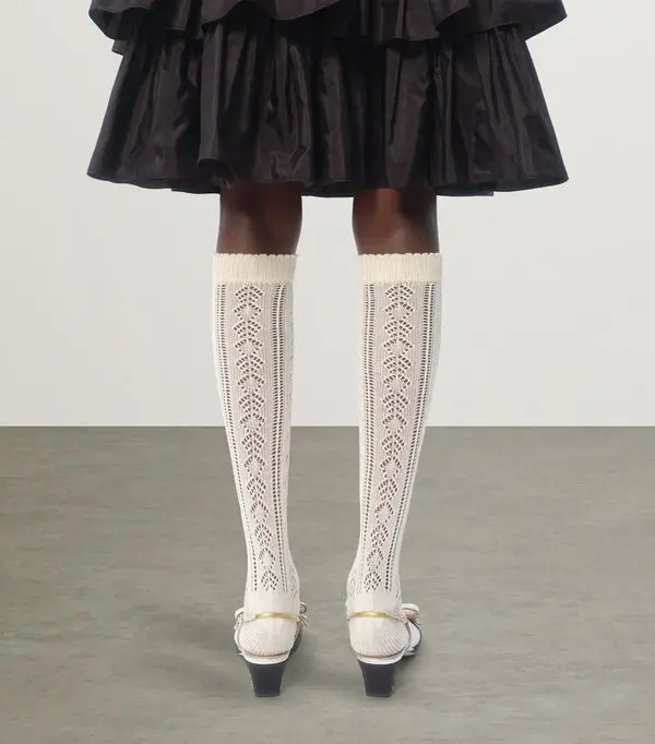Valentino Garavani Pointelle-knit Knee High Socks - Nude