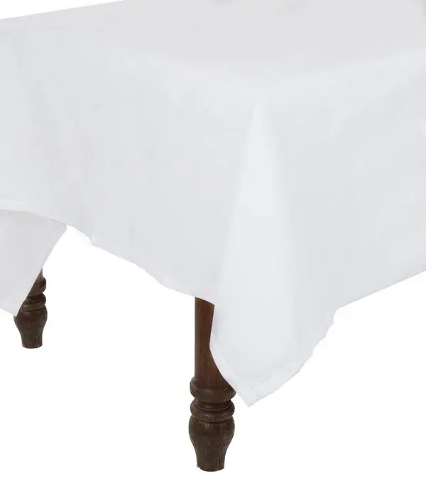 THOMAS FERGUSON Hemstitch Edge Tablecloth - White