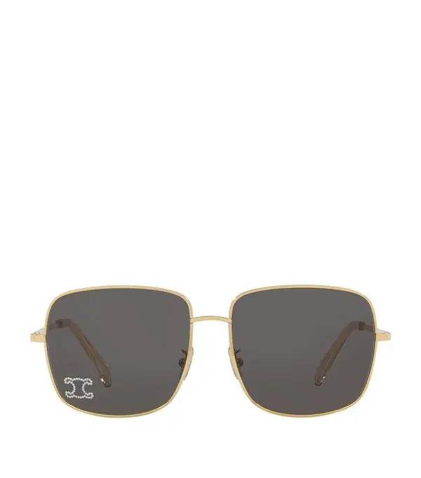 Celine Rhinestone Triomphe Sunglasses - Gold