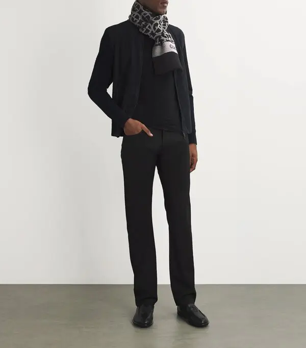 Giorgio Armani Wool Monogram Jacquard Scarf