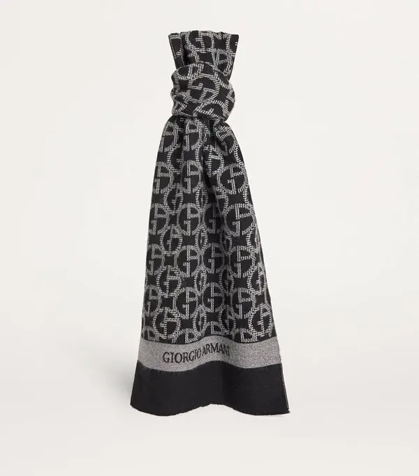 Giorgio Armani Wool Monogram Jacquard Scarf