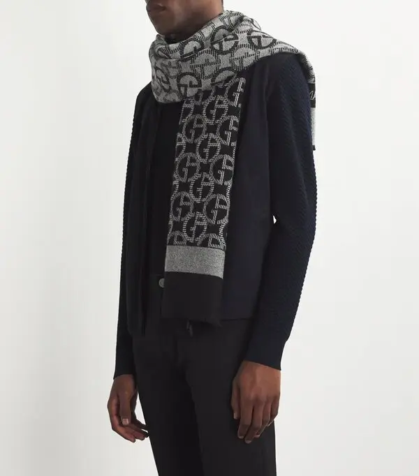 Giorgio Armani Wool Monogram Jacquard Scarf