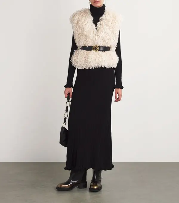 Maje Leather Clover Buckle Belt