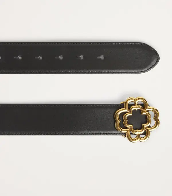 Maje Leather Clover Buckle Belt