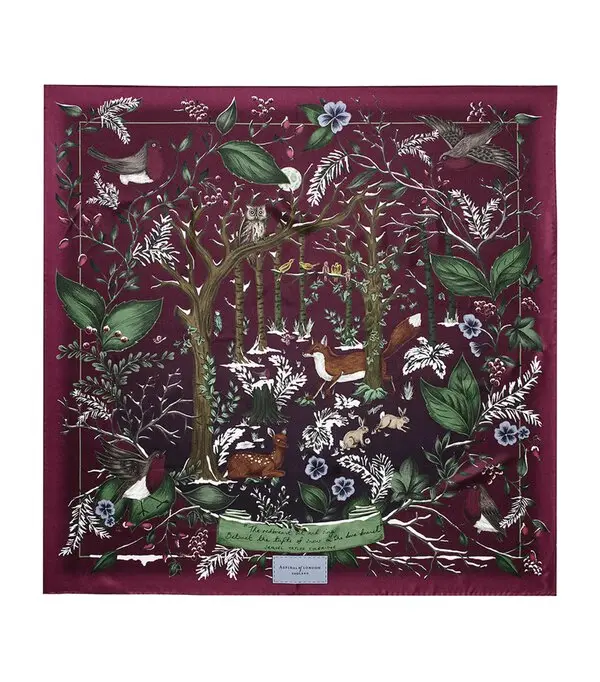 ASPINAL OF LONDON Silk Woodland Scarf - Burgundy