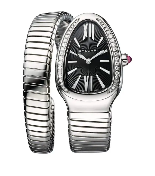BVLGARI Stainless Steel Serpenti Tubogas Diamond Watch - Black