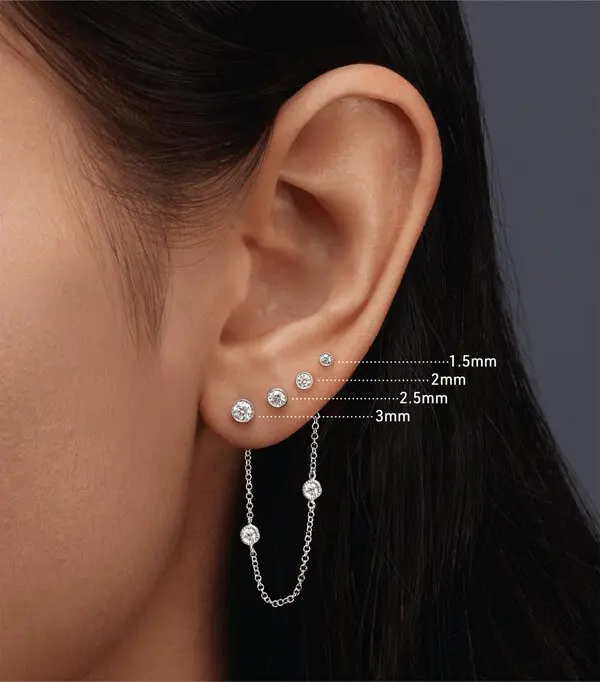 MARIA TASH Scalloped Diamond Single Stud Earring - White