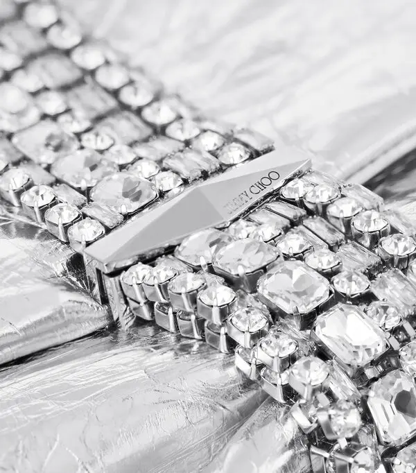 JIMMY CHOO Leather Zandra Clutch - Silver