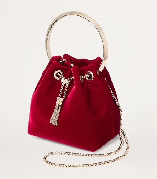 JIMMY CHOO Bon Bon Velvet Bucket Bag