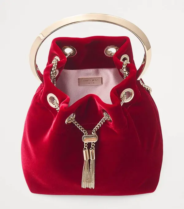 JIMMY CHOO Bon Bon Velvet Bucket Bag