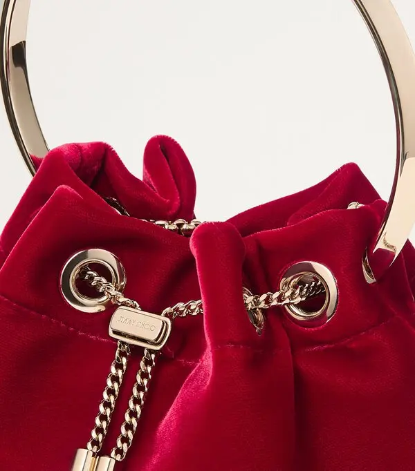 JIMMY CHOO Bon Bon Velvet Bucket Bag