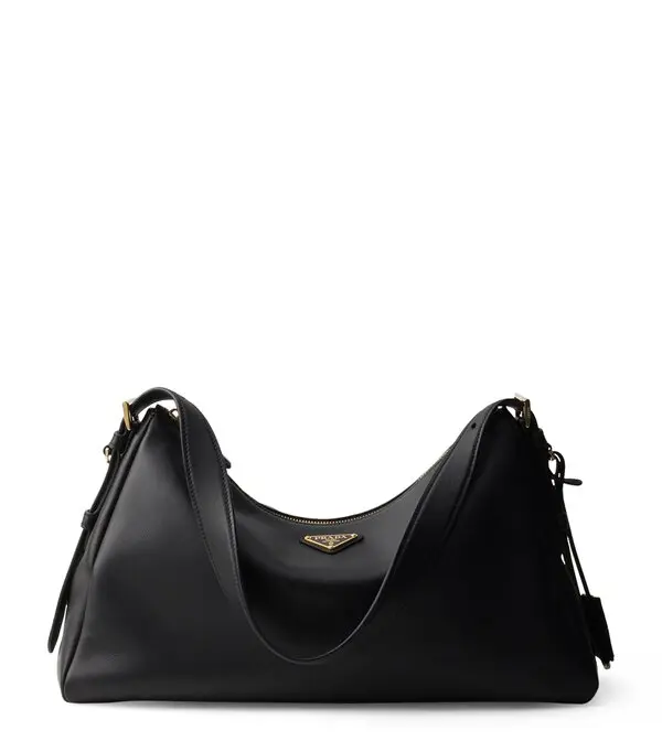 Prada Large Calf Leather Aimée Shoulder Bag - Black